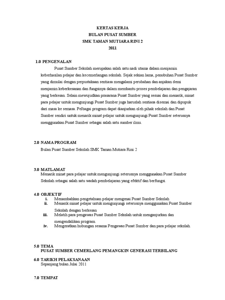 Contoh Kertas Kerja PSS | PDF