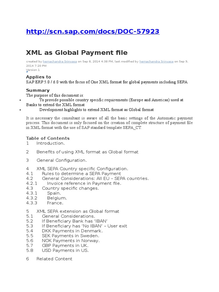 SAP FI XML as Global Payment File | Invoice | Payments