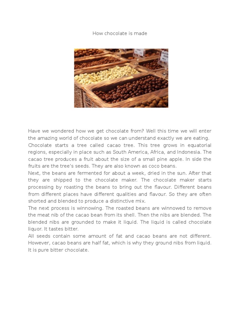 How Chocolate Is Made (Explanation) | PDF | Chocolate | Cocoa Bean