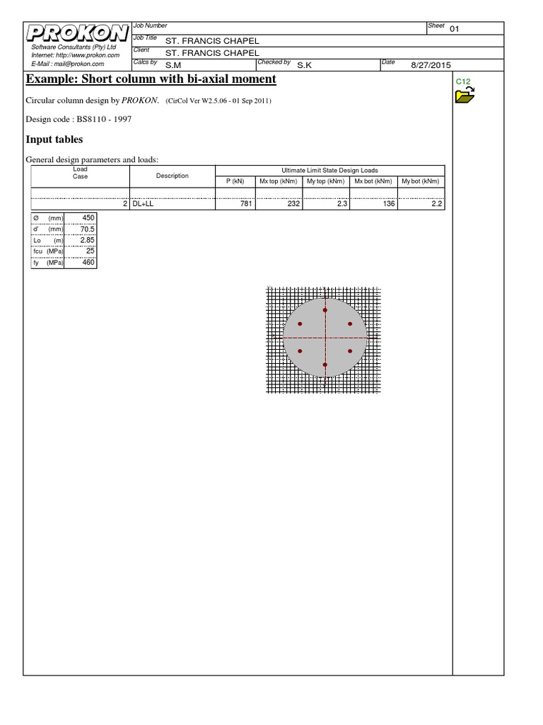 Column Prokon Outputs | PDF | Column | Teaching Mathematics