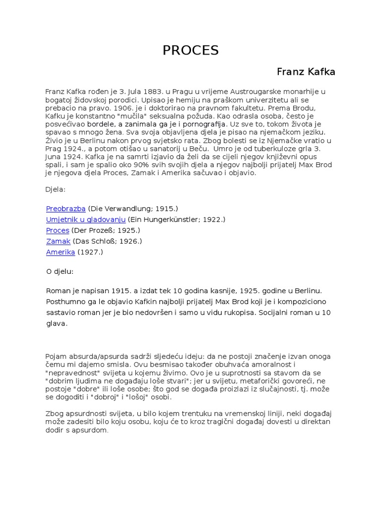Franz Kafka - PROCES | PDF
