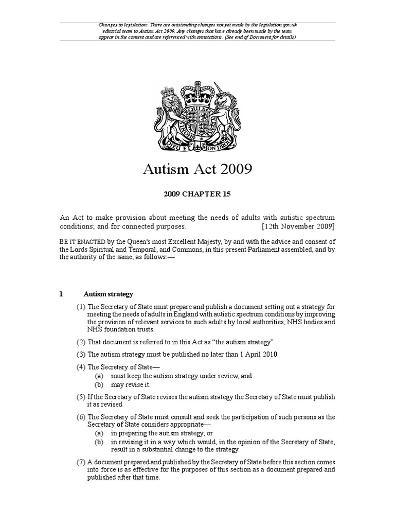 Autism Act 2009 - Uk | PDF | National Health Service | Autism