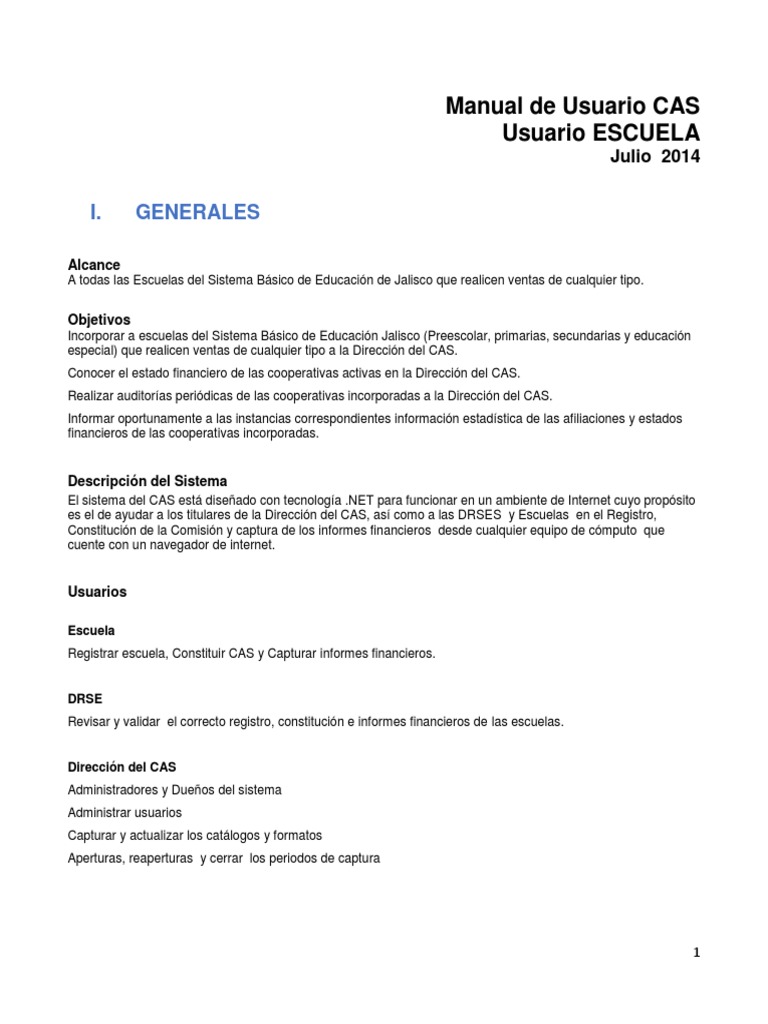 Manual de Usuario para Escuelas CAS Jalisco | PDF | Contraseña ...