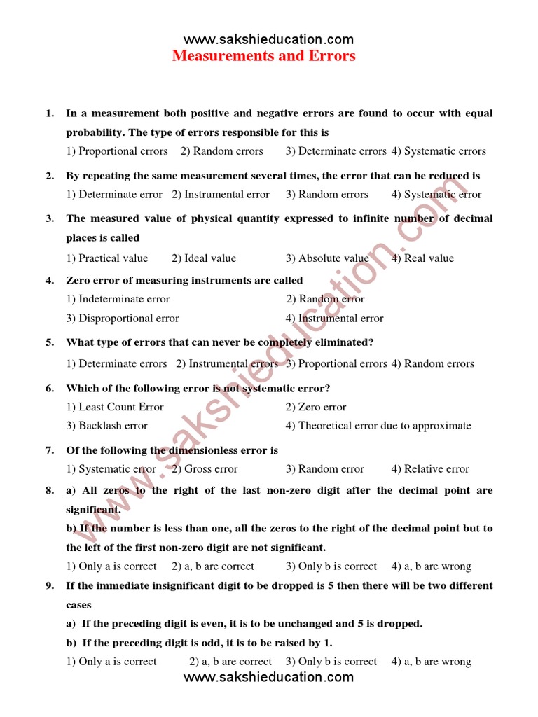 3 Measurements and Errors | PDF | Observational Error | Physics