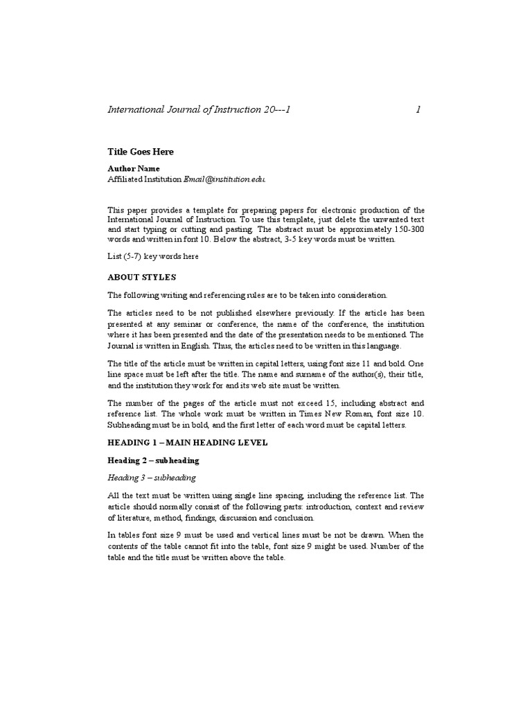 IJInstruction Paper Preparation Guide | PDF | Abstract (Summary ...