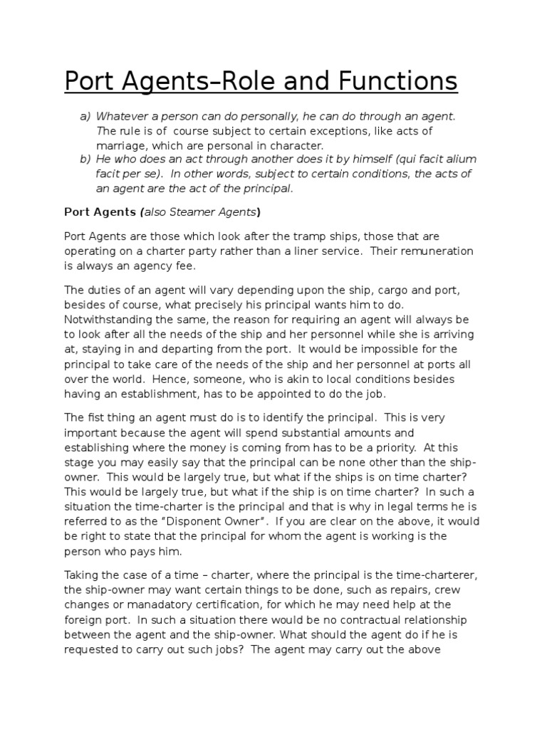 Port Agents | PDF | Law Of Agency | Banks