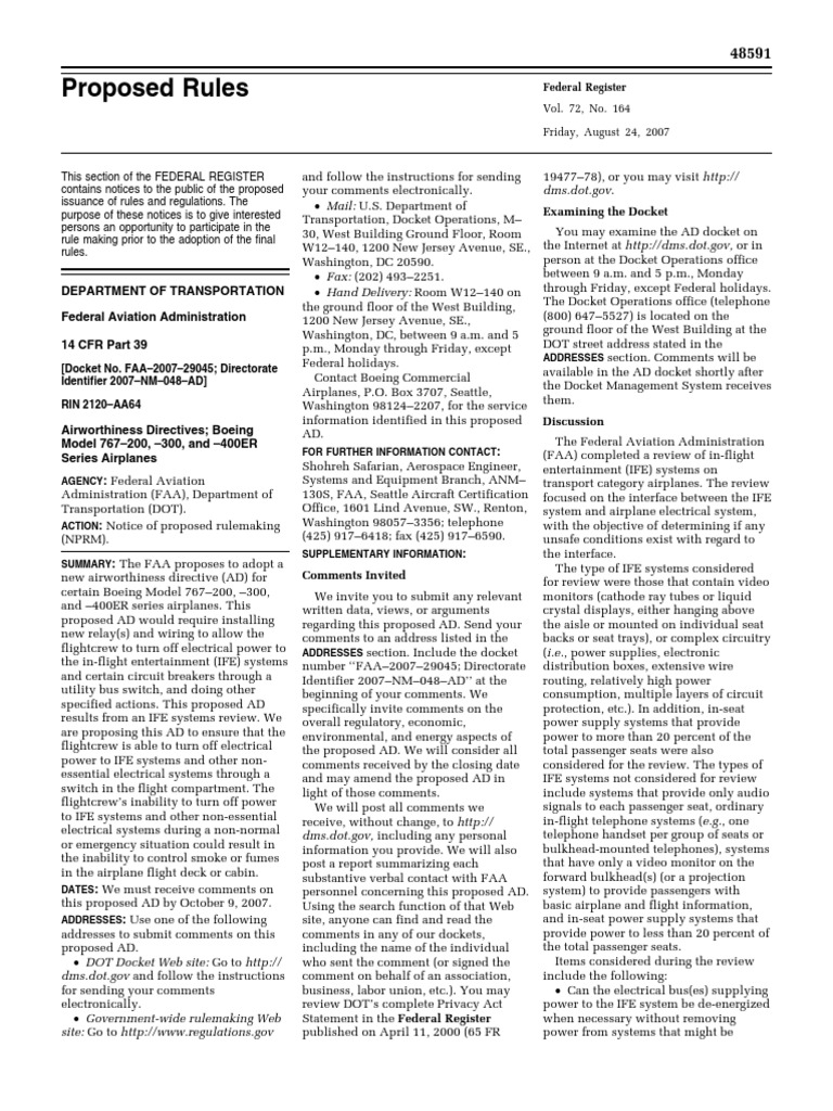 Proposed Rule: Airworthiness Directives | PDF | Federal Aviation ...