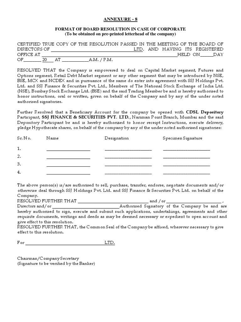Board Resolution and Share Holding Pattern | PDF | Securities (Finance ...