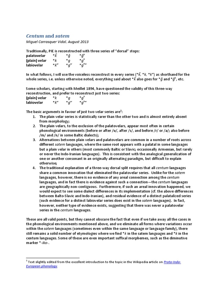 Centum and Satem Vidal 2013 | PDF | Language Families | Semiotics