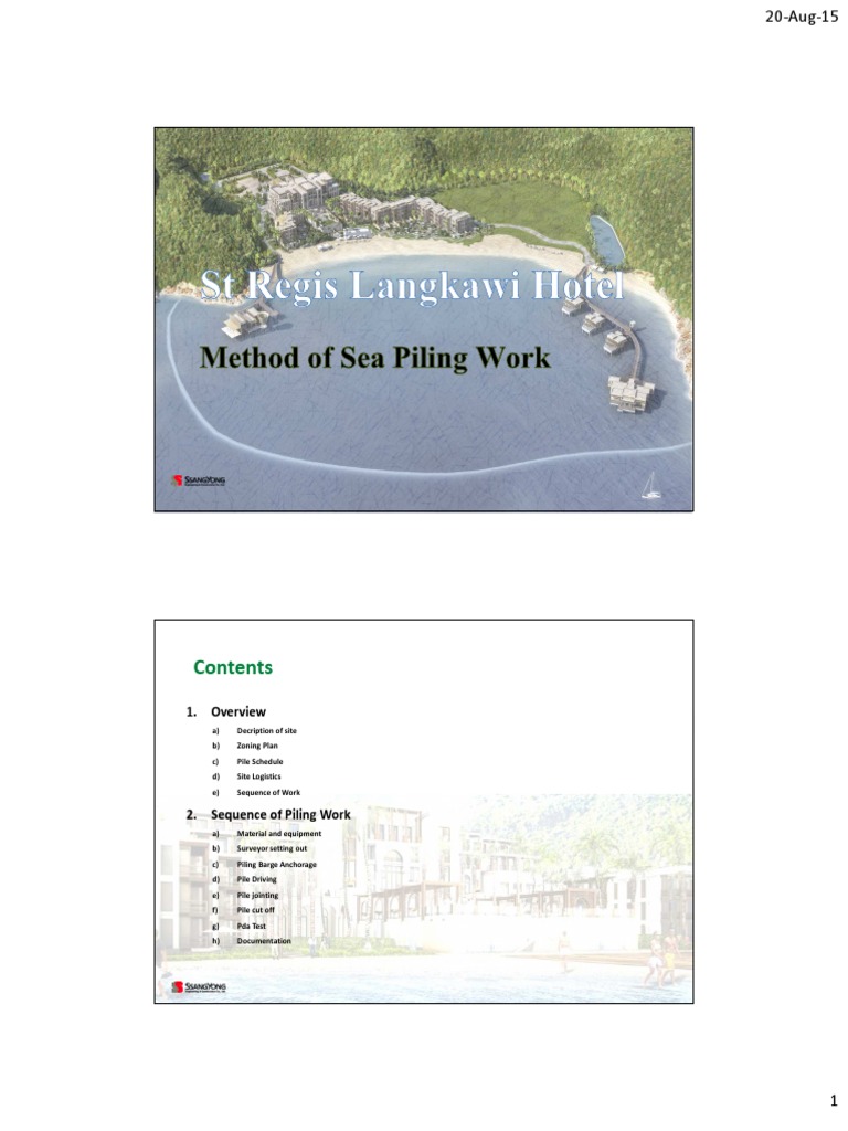 Method Statement of Overwatervilla and Walkway | PDF | Deep Foundation | Drilling Rig