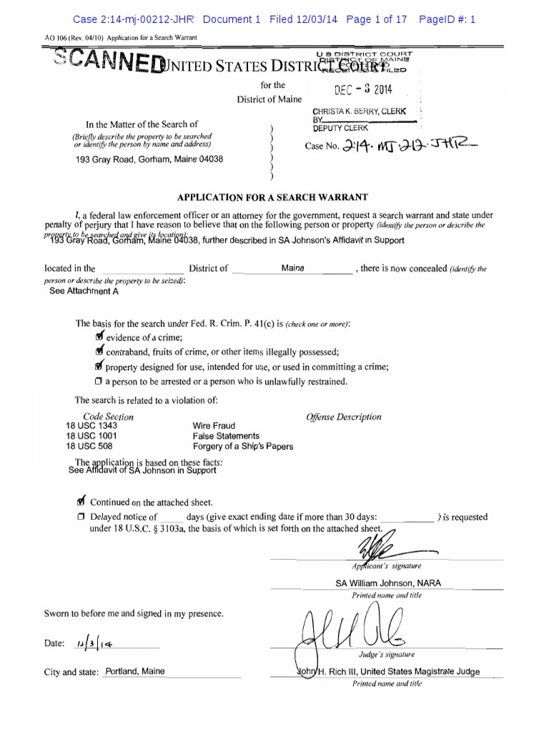 Legal Document: Case 2:14-mj-00212 | PDF