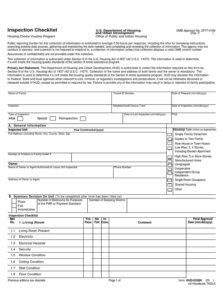 HUD Housing Quality Inspection Checklist | PDF