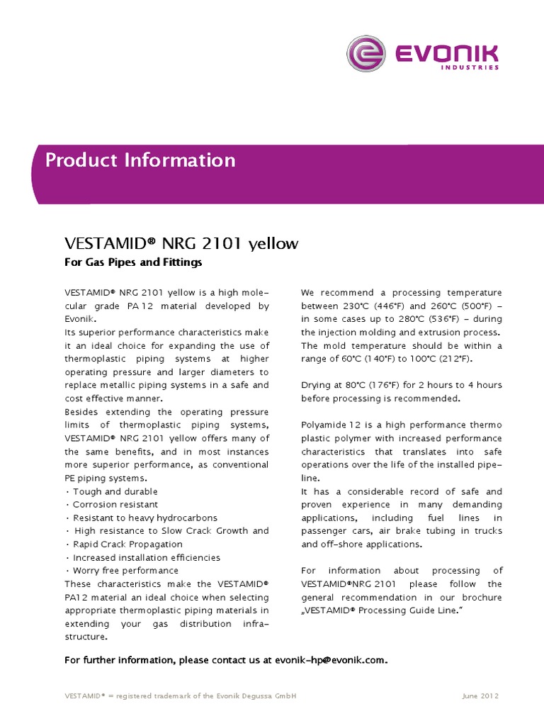 Vestamid NRG 2101 | PDF | Thermoplastic | Strength Of Materials