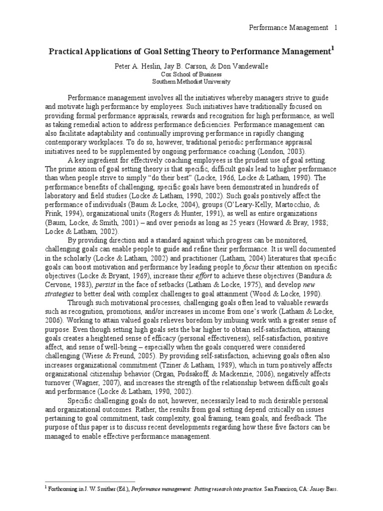 Practical Application of Goal Setting Theory | PDF | Goal Setting | Goal