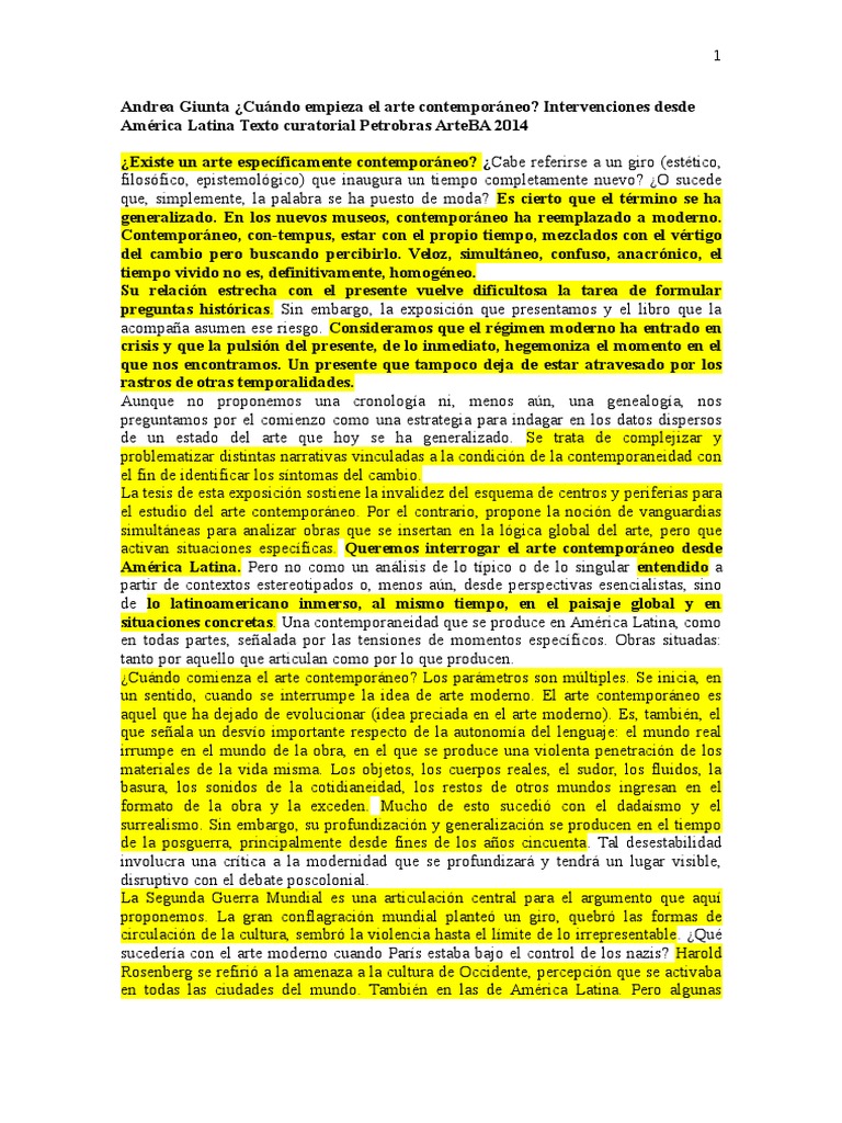 Andrea Giunta. ¿Cuando Empieza El Arte Contemporáneo. Intervenciones ...