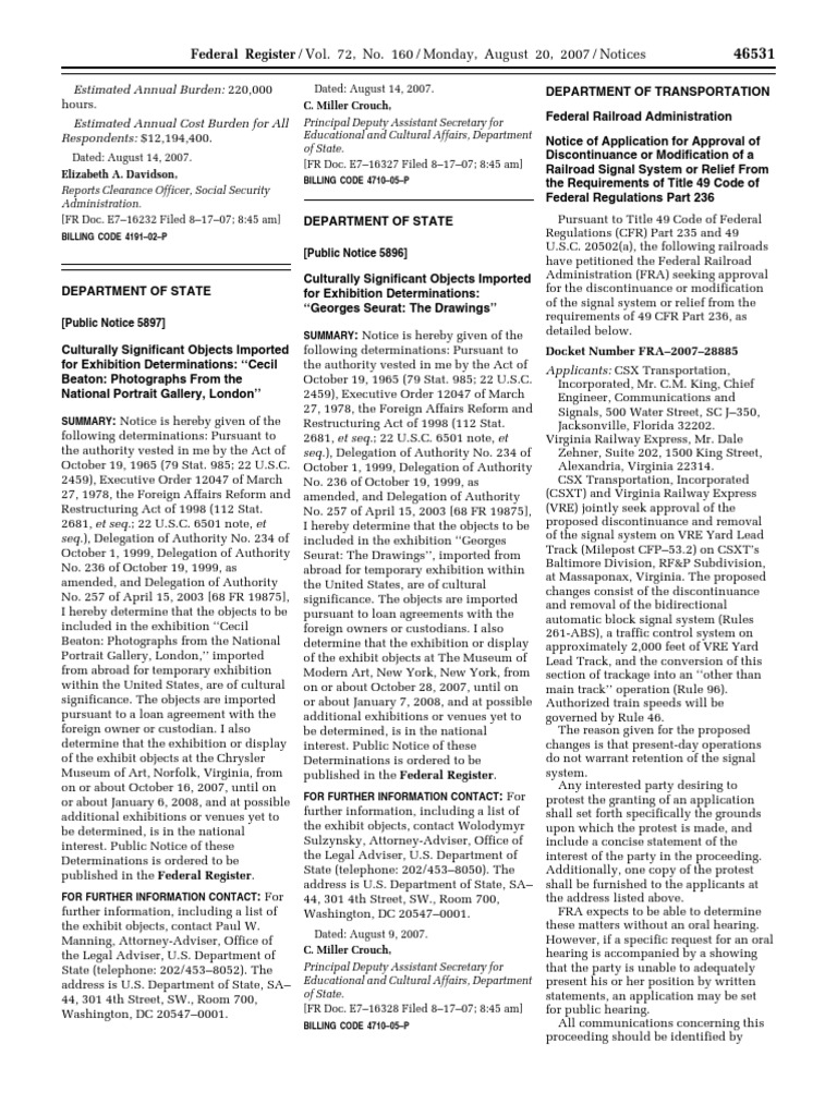 Notice: Culturally Significant Objects Imported For Exhibition: Cecil ...