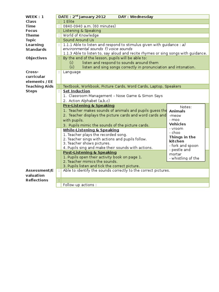 Environmental Sounds F) Voice Sounds | PDF | Phonics | Reading (Process)