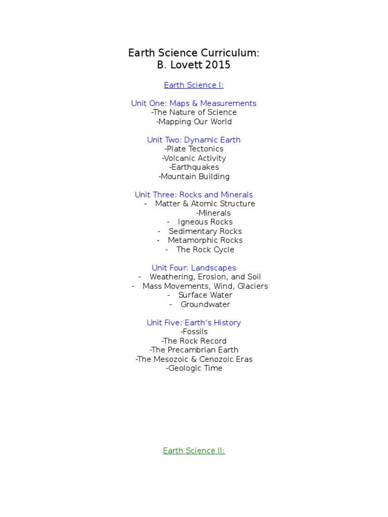 Comprehensive Earth Science Curriculum | PDF | Science & Mathematics
