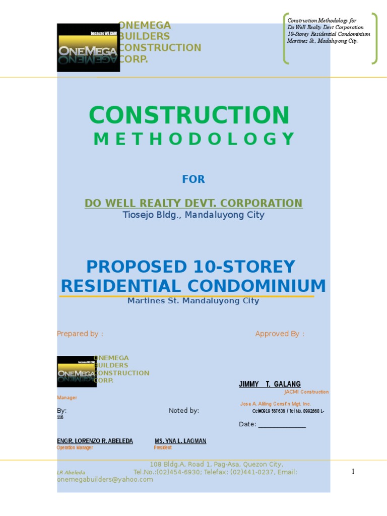 Construction Methodology for 10-Storey Condo | PDF | Framing ...