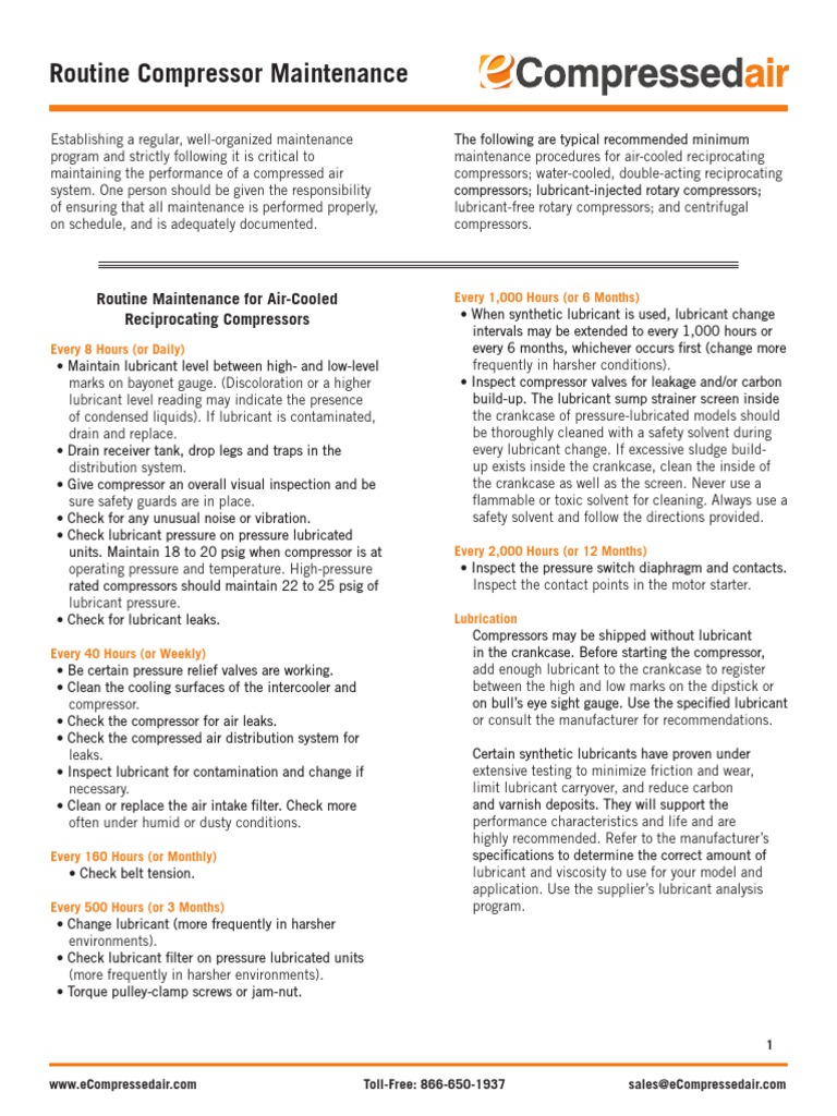 Compressor Checklist | PDF | Gas Compressor | Lubricant