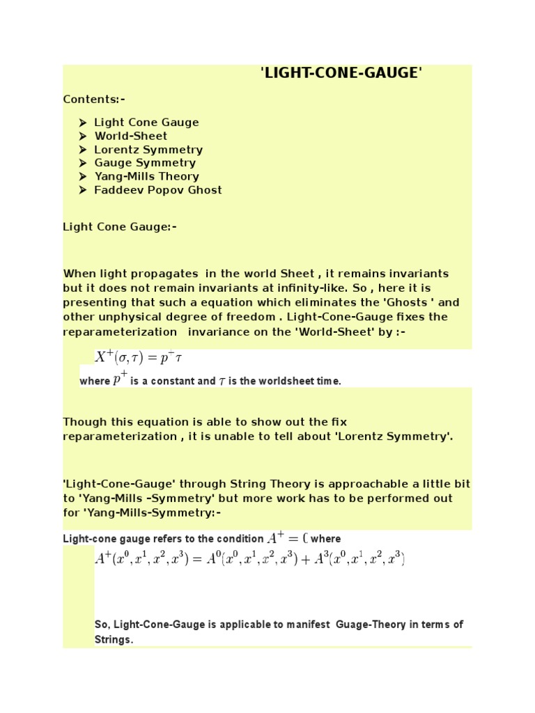 Light Cone Gauge | PDF | Gauge Theory | Theoretical Physics
