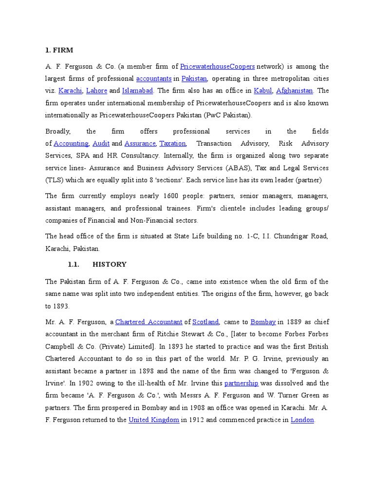 PWC History | PDF | Business | Accountancy And Auditing