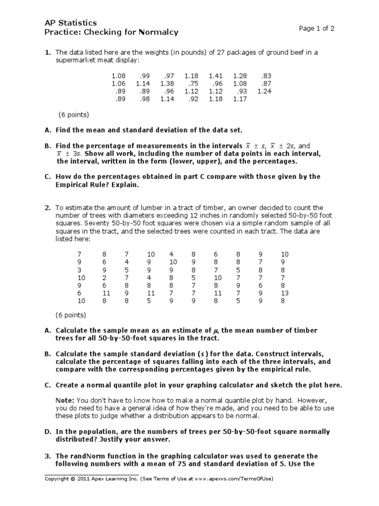 AP Statistics Problems #13 | PDF | Standard Deviation | Histogram