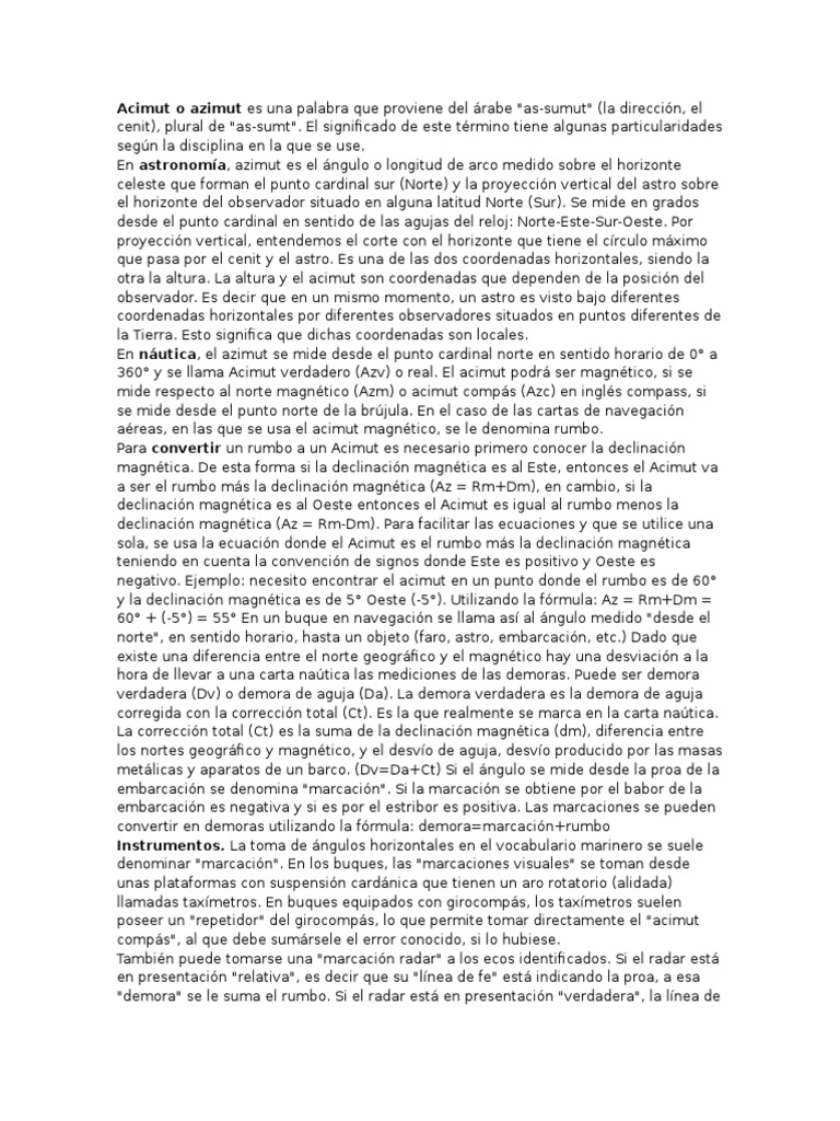 Acimut o Azimut | PDF | Azimut | Navegación