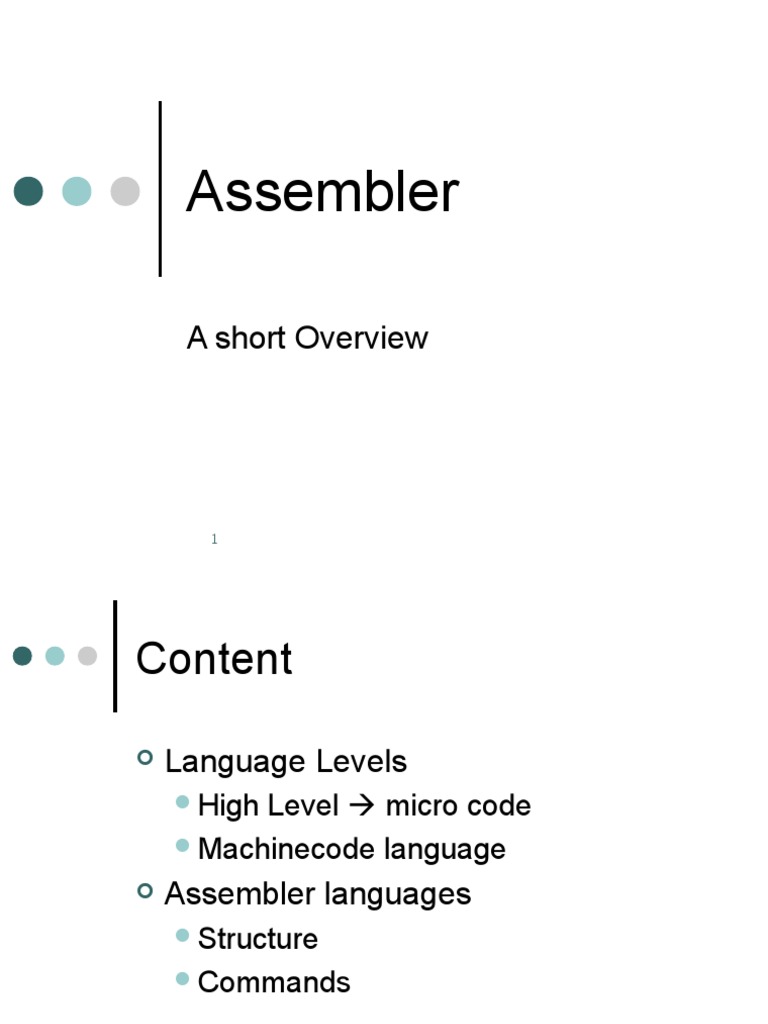 Overview of Assembler Languages and Machine Code | PDF | Assembly ...