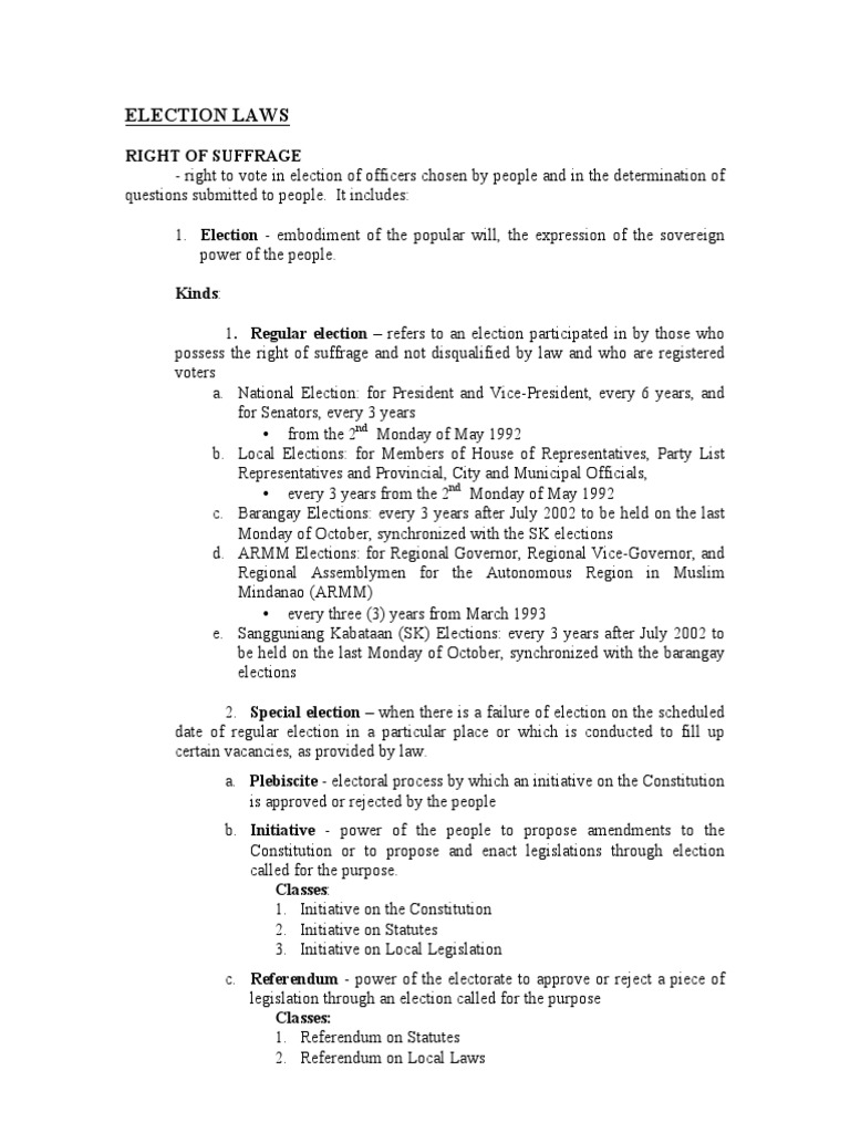 Election Laws | PDF | Elections | Initiative