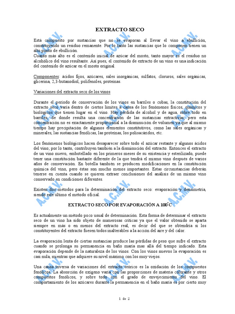 Extracto Seco | PDF | Vino | Sal (química)