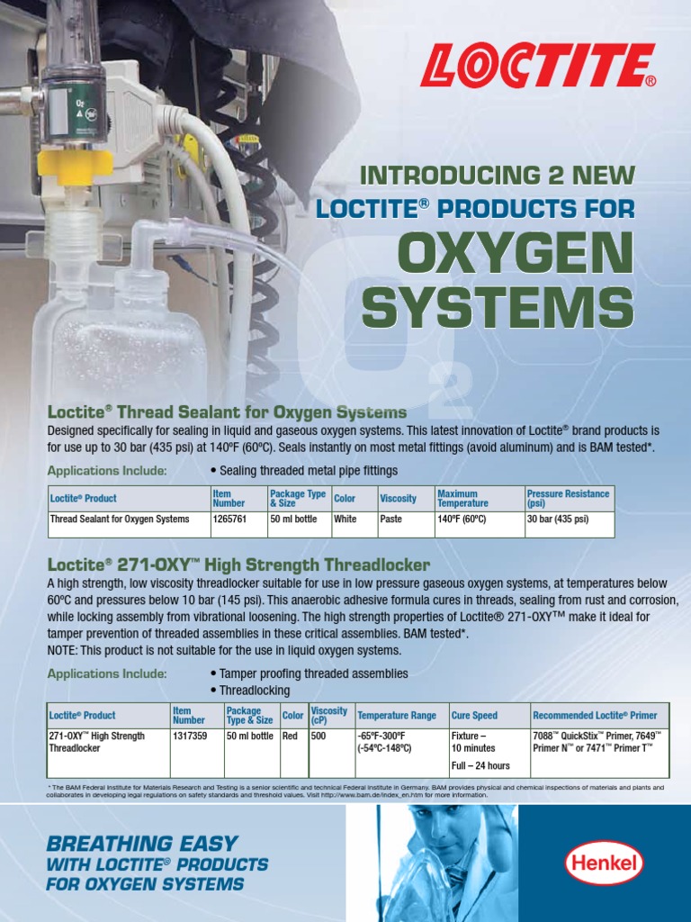 Oxygen Systems: Loctite Products For | PDF | Pipe (Fluid Conveyance ...