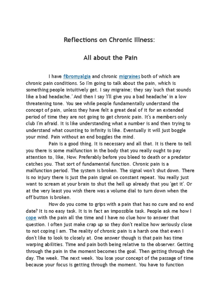 Reflections On Chronic Illness: All About The Pain | PDF | Pain | Suffering