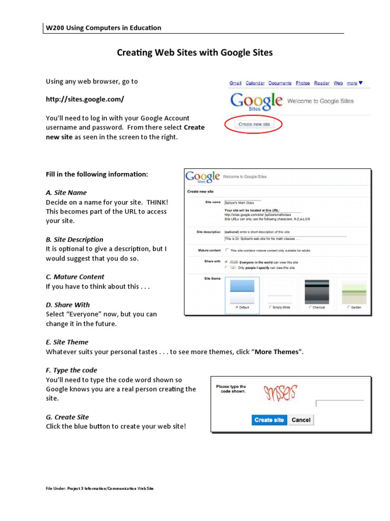 Google Sites Tutorial 2009 | PDF | Hyperlink | Page Layout