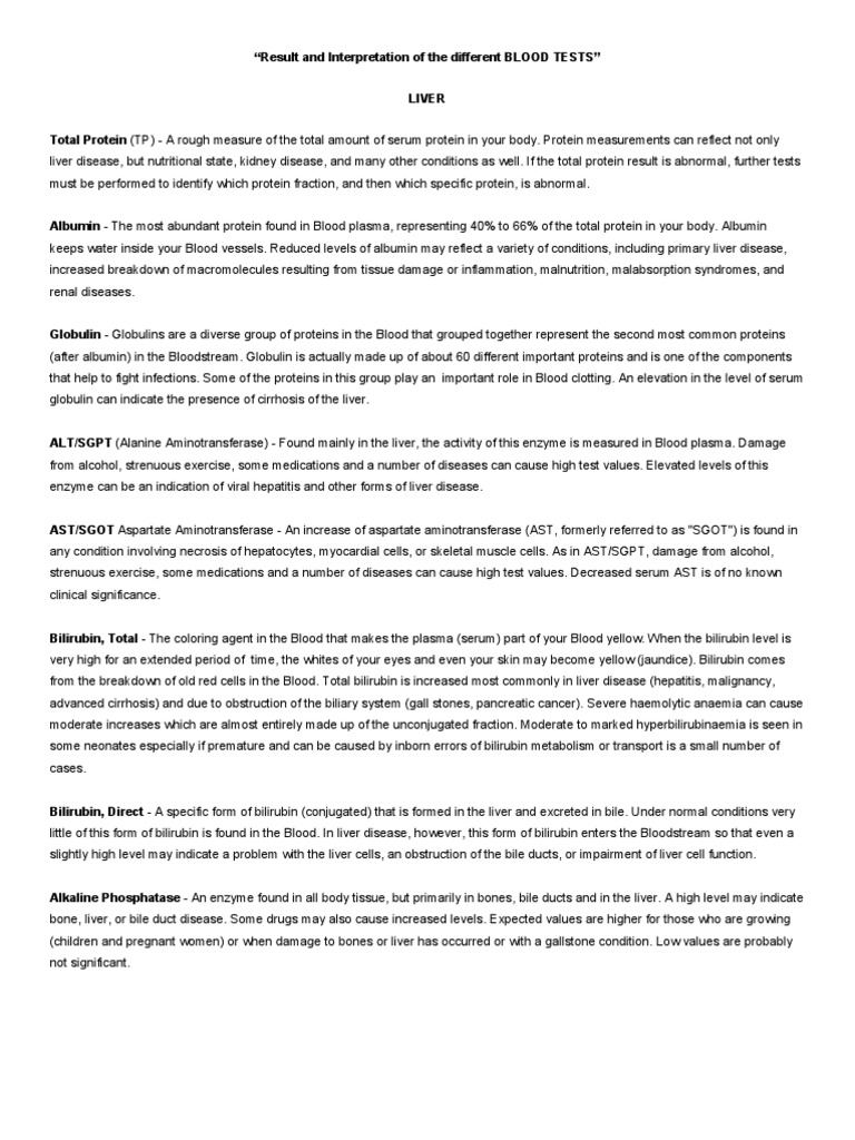 Blood Test Results and Interpretations | PDF | Glycated Hemoglobin ...