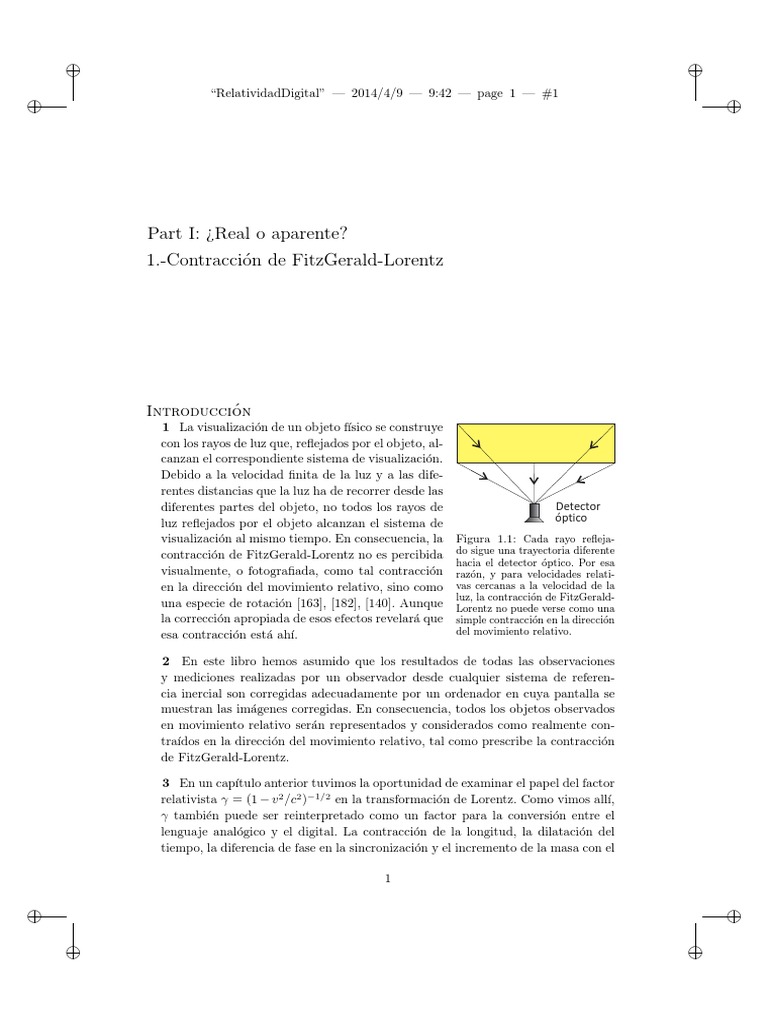 Contraccion de Fitzgerald - Lorentz | PDF | Relatividad especial ...