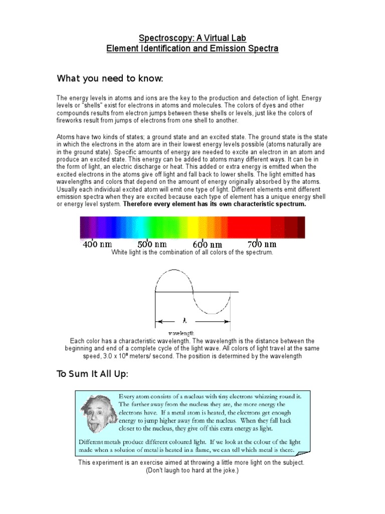 12-13 Spectroscopy Lab | PDF | Emission Spectrum | Spectroscopy