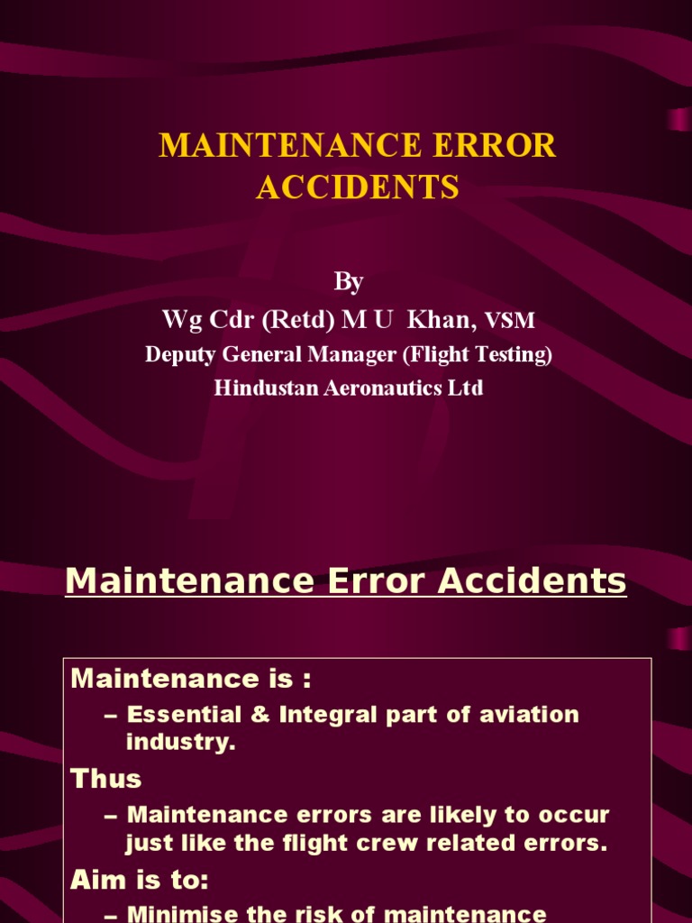 Maintenance Error Accidents in Aviation | PDF | Aerospace | Science