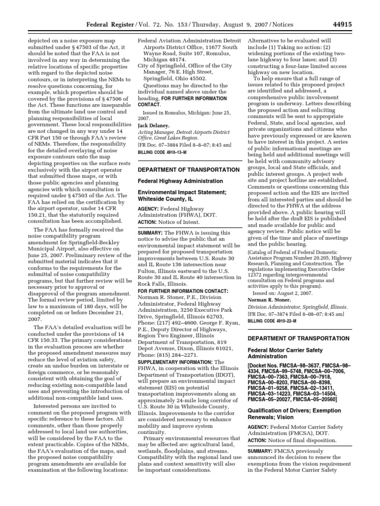 Notice: Motor Carrier Safety Standards: Driver Qualifications Vision ...