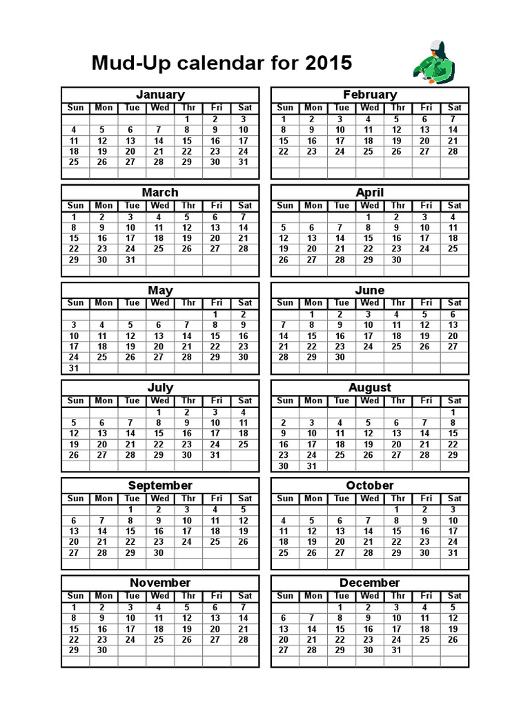 2015 Mud-Up Calendar Overview | PDF