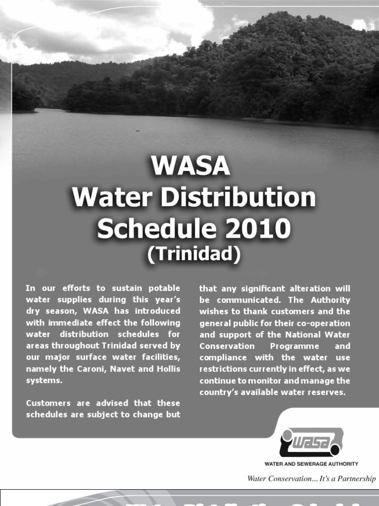 Trinidad WASA Water Distribution Schedule | PDF | Transparent Materials ...