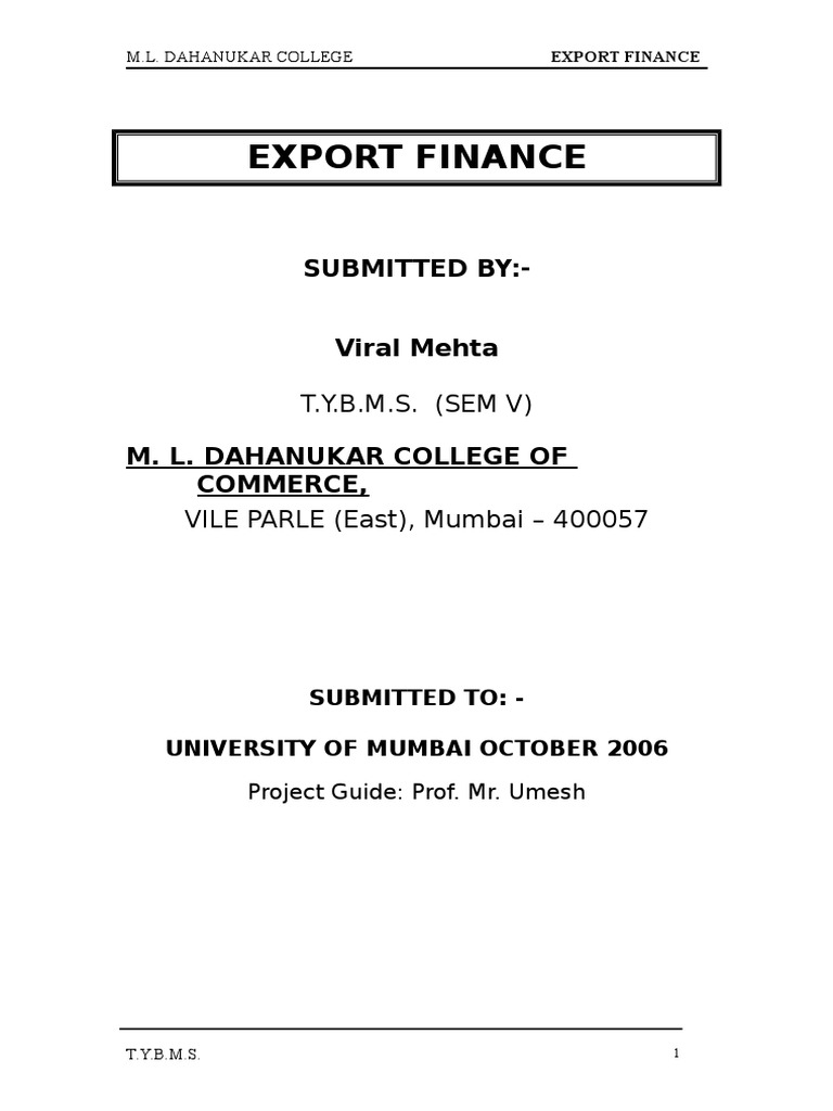 Export Finance | PDF | Letter Of Credit | Factoring (Finance)