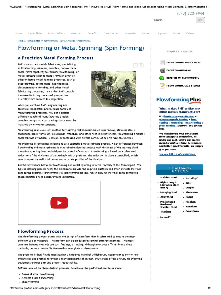 Flowforming or Metal Spinning (Spin Forming) | PDF | Steel | Metals