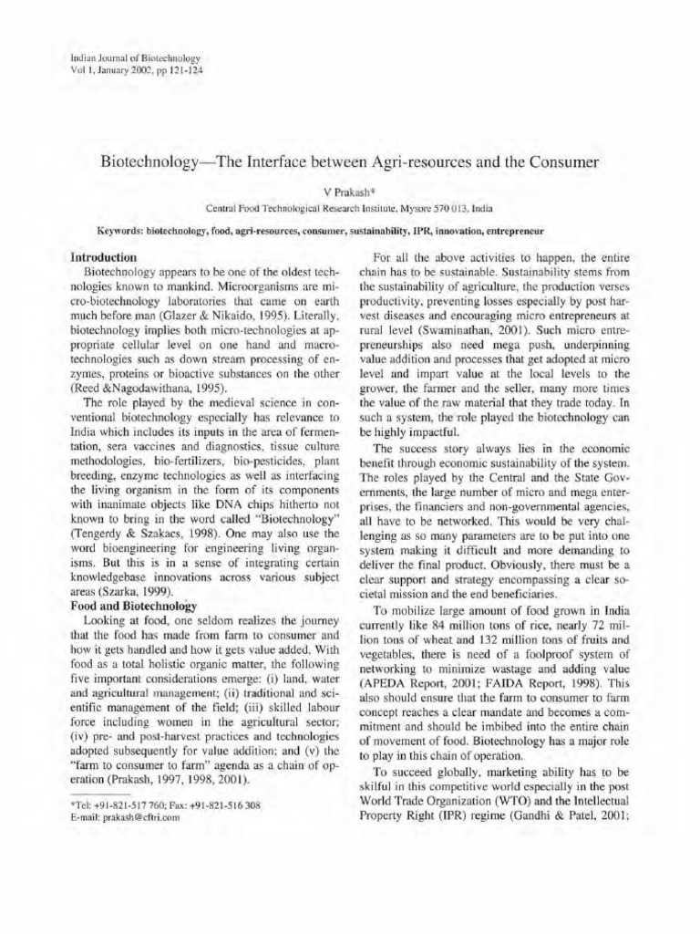 Ijbt 1 (1) 121-124 | PDF | Biotechnology | Genetic Engineering