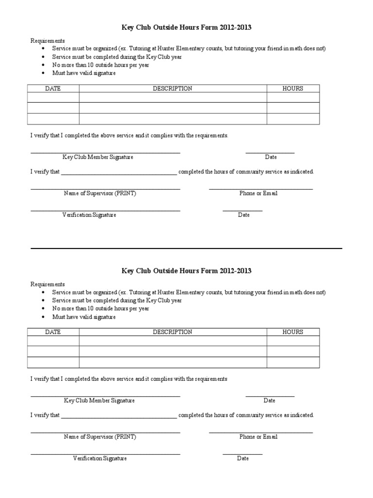 Key Club Outside Hours Submission Form | PDF | Secure Communication ...
