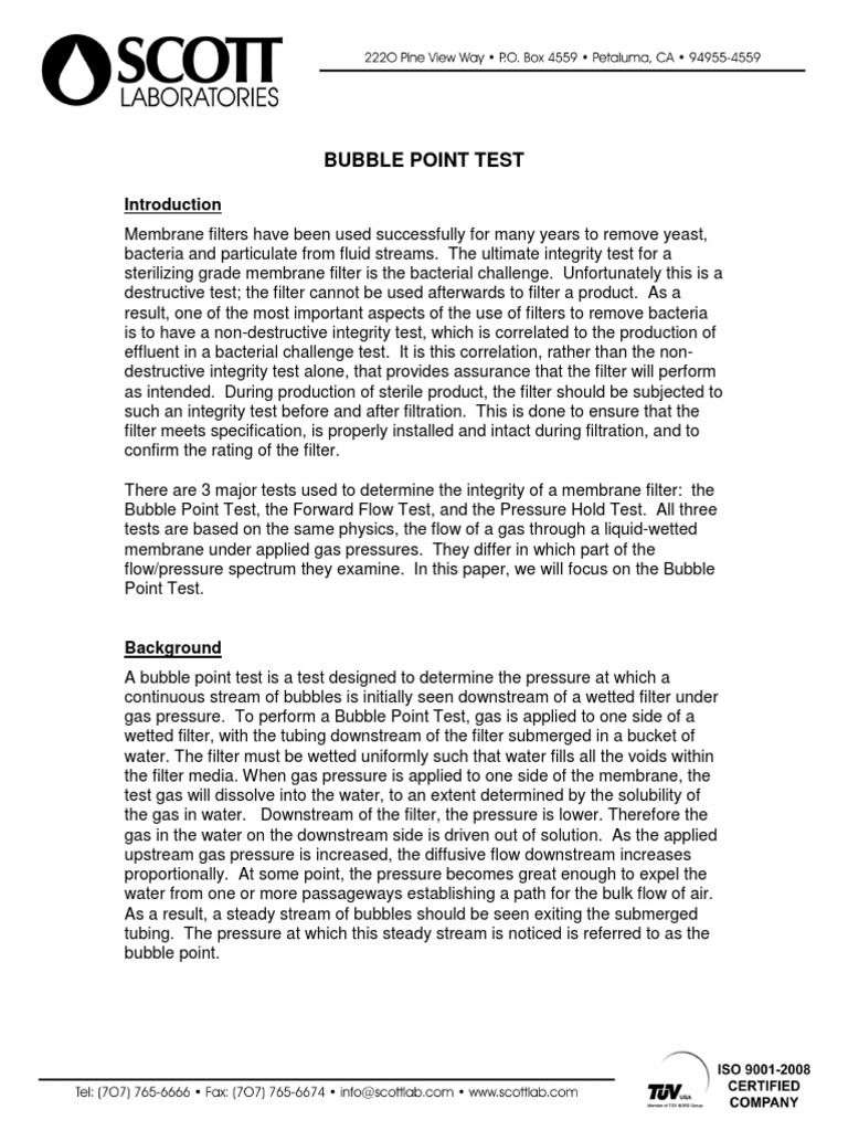 Bubble Point Test | PDF
