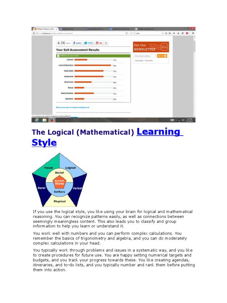 Logical Learners: Strategies & Tips | PDF | Thought | Mental Image