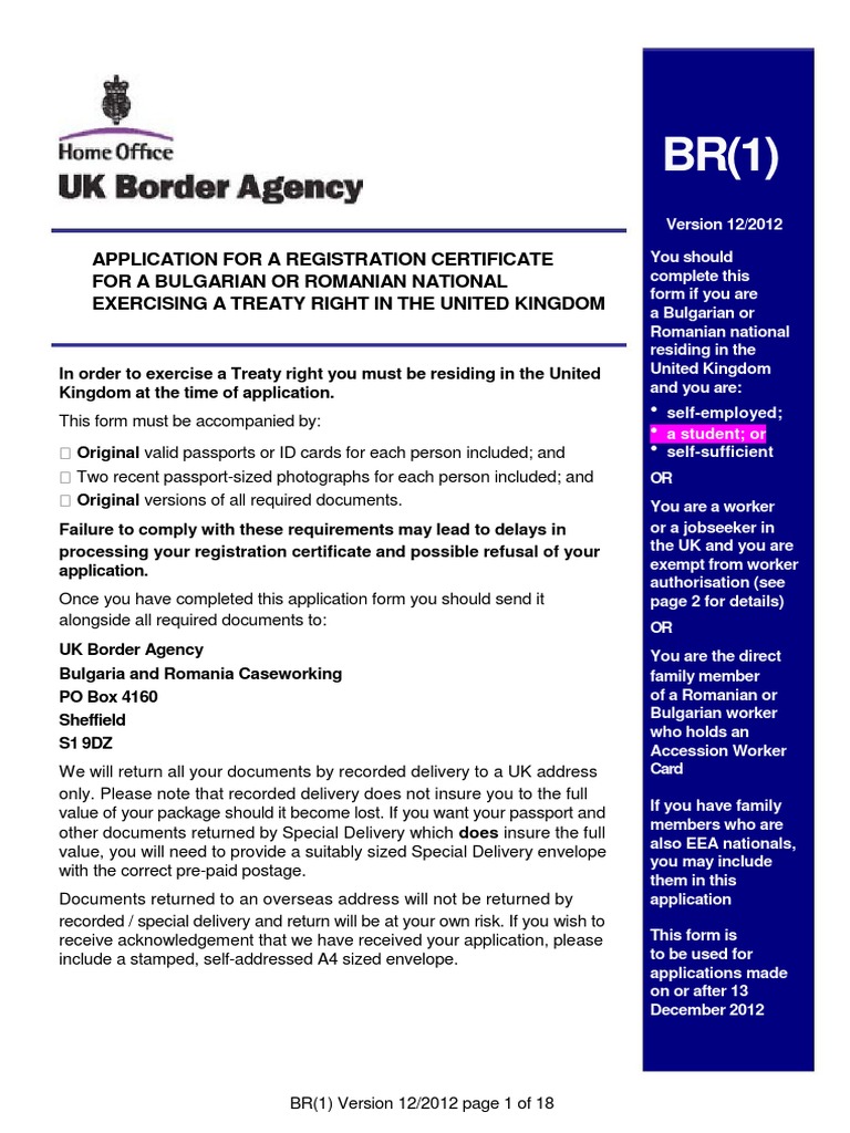 Student BR 1 Form Guide for Your Application as a Student on a Yellow ...