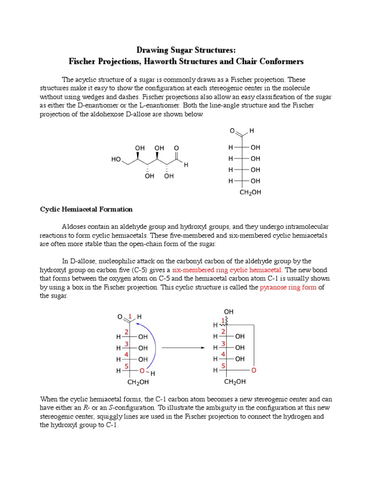 Drawing Sugar Structures: Fischer Projections, Haworth Structures | PDF ...