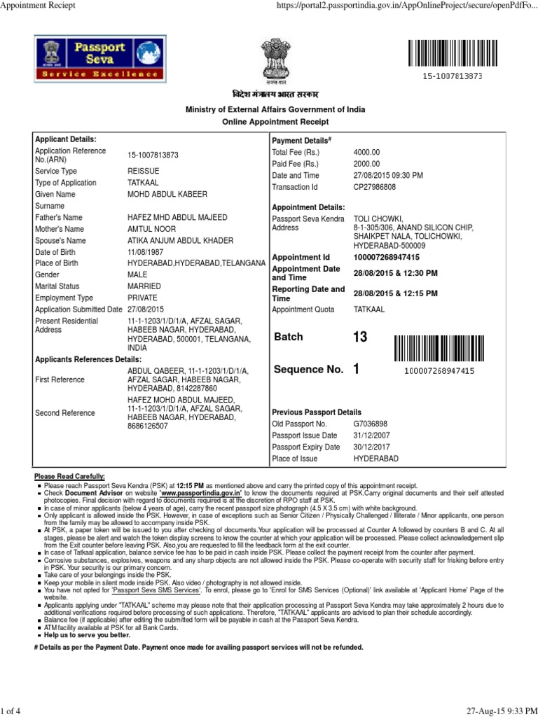 Appointment Reciept | PDF | Birth Certificate | Identity Document